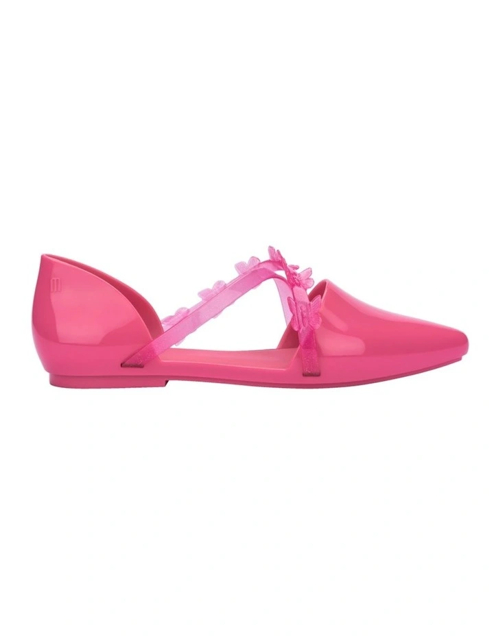 Melissa Shoes Melissa Pointy Stripe Fly Ballerina in Pink | MYER