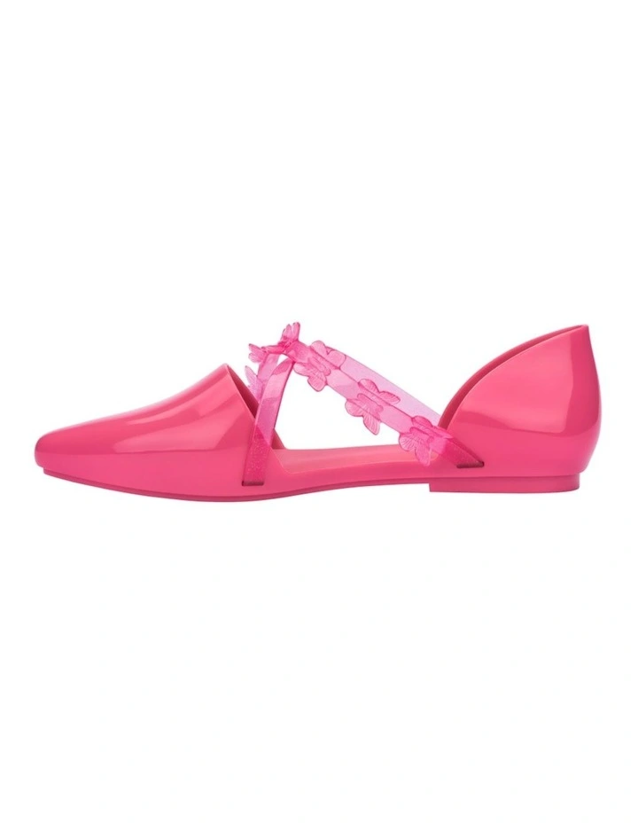 Melissa Shoes Melissa Pointy Stripe Fly Ballerina in Pink | MYER