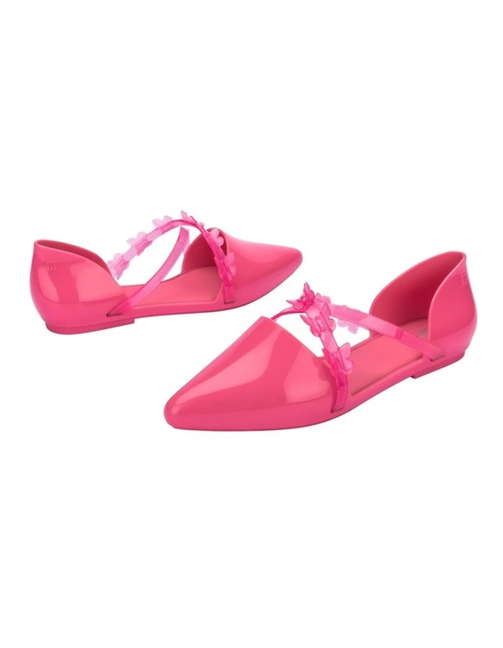 Melissa Shoes Melissa Pointy Stripe Fly Ballerina in Pink | MYER