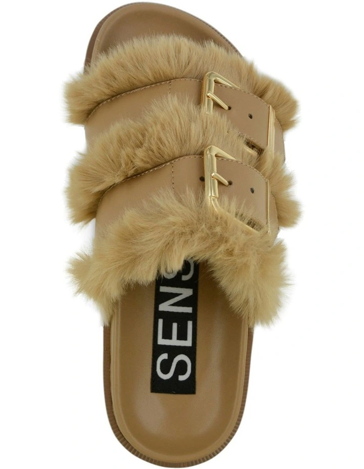 Senso Zali Fluffy Slide Sandals in Butterscotch | MYER