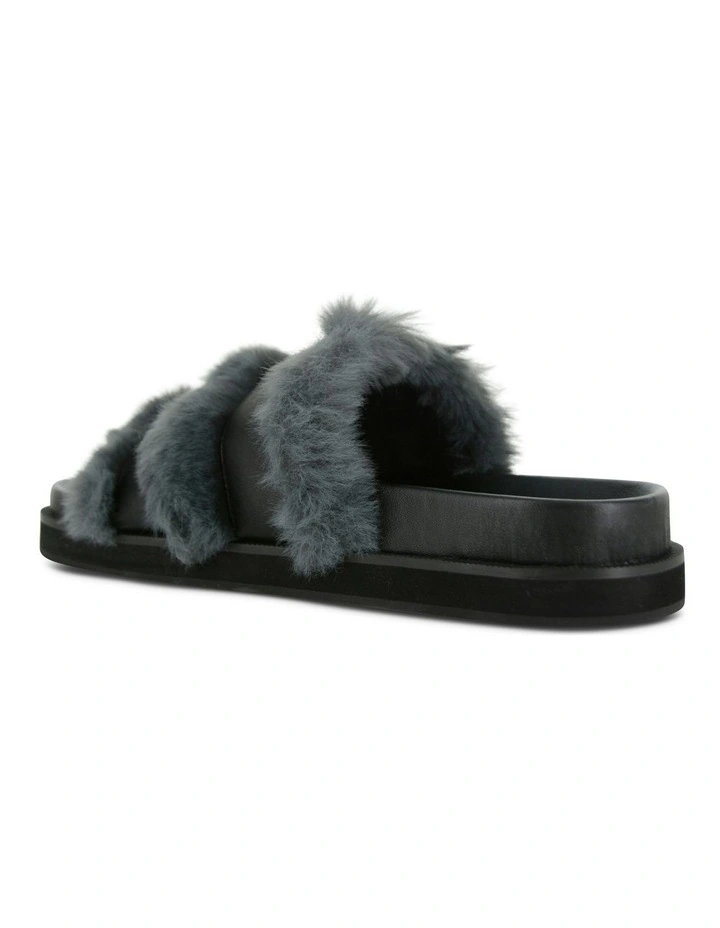 Senso Zali Fluffy Slide Sandals In Charcoal | MYER