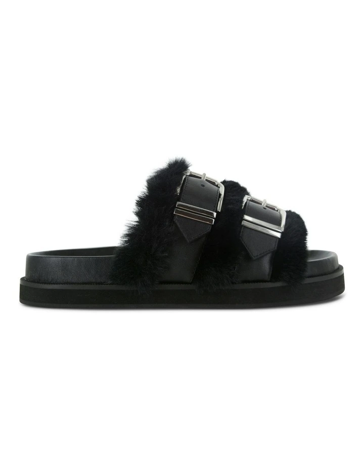 Senso Zali Fluffy Slide Sandals in Ebony | MYER