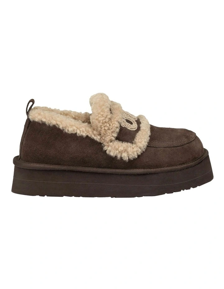 Ozwear Ugg Violet Shearling Platform Loafer in Chocolate | MYER