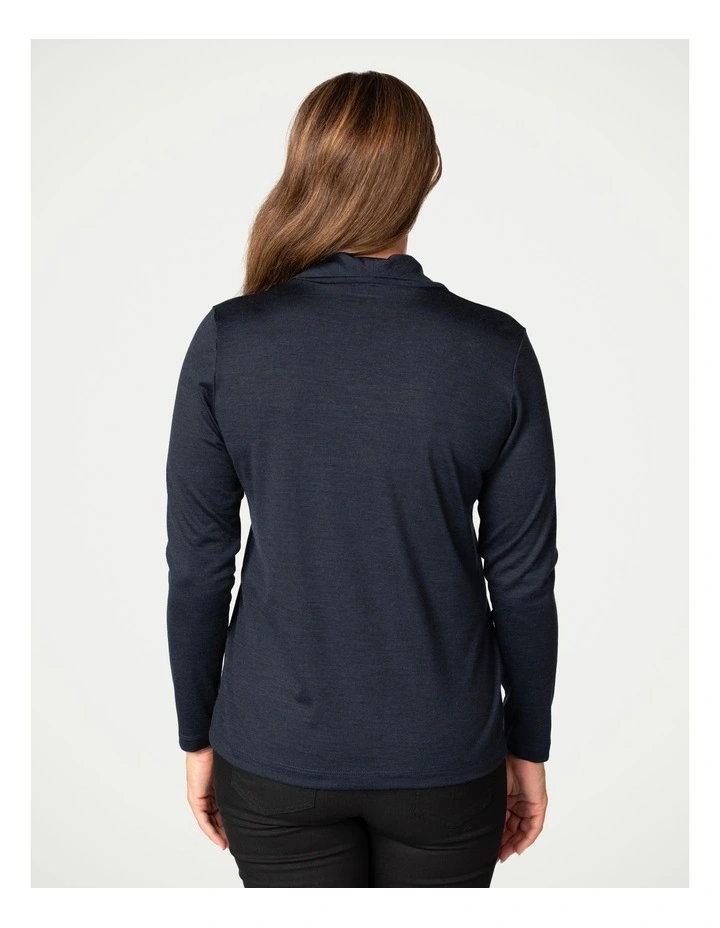 Fella Hamilton Hedrena Cowl Neck Long Sleeve Top in Dark Navy | MYER