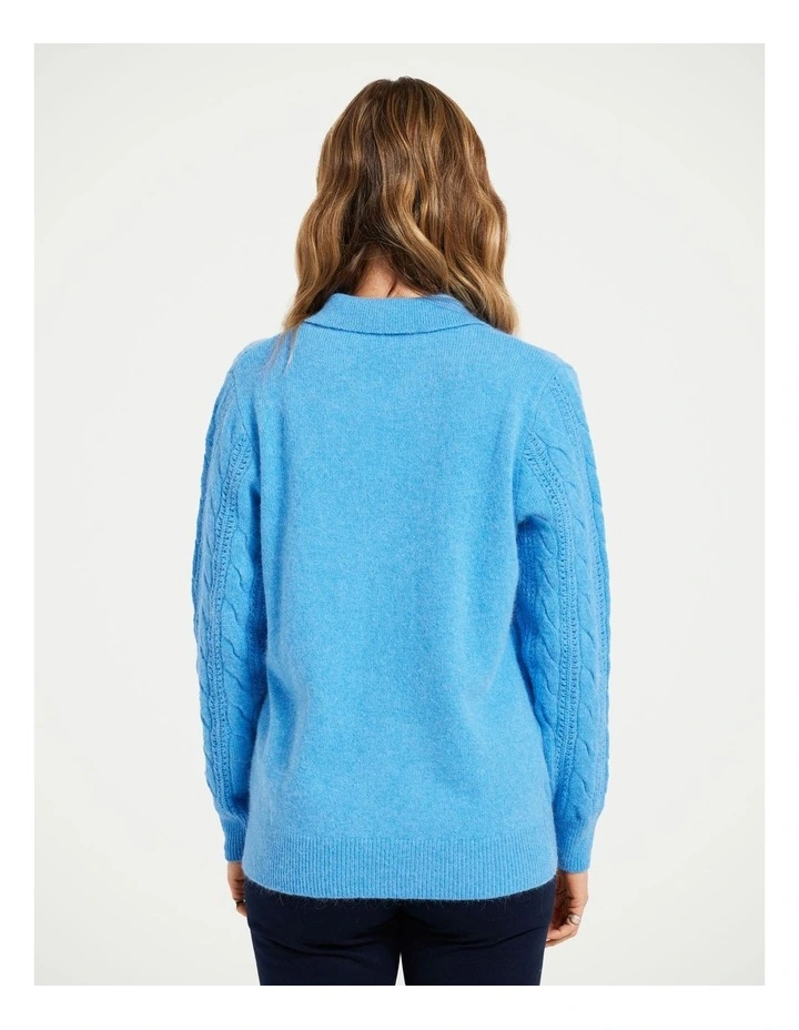Fella Hamilton Lydia Fancy Stitch Polo Shirt In Blue Marle Myer