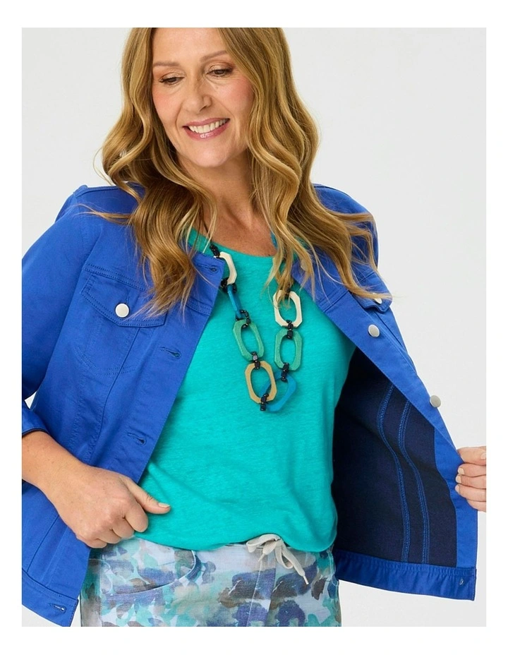 Fella Hamilton Suzy Stretch Collarless Jacket in Azure | MYER