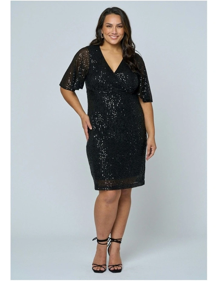 Pink Dusk Tales From The Bar Sequin Mini Dress In Black Myer