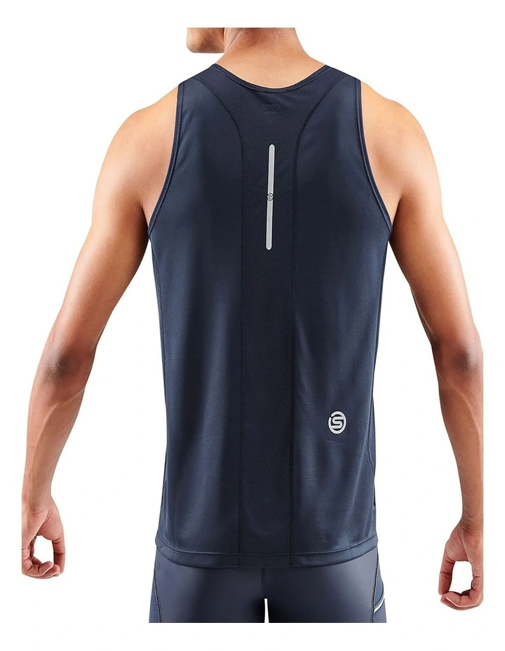 SKINS 3-Series Running Singlet in Navy Blue | MYER