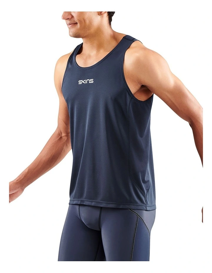 SKINS 3-Series Running Singlet in Navy Blue | MYER