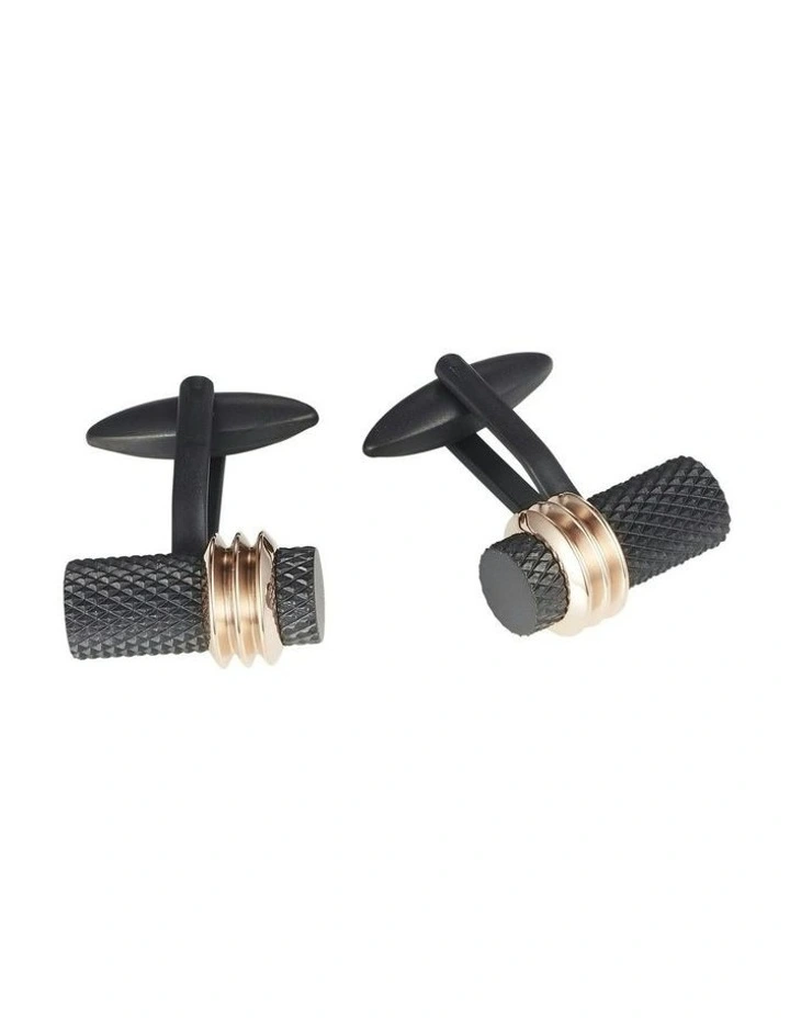 Cudworth Stainless Steel Cufflinks in Black | MYER