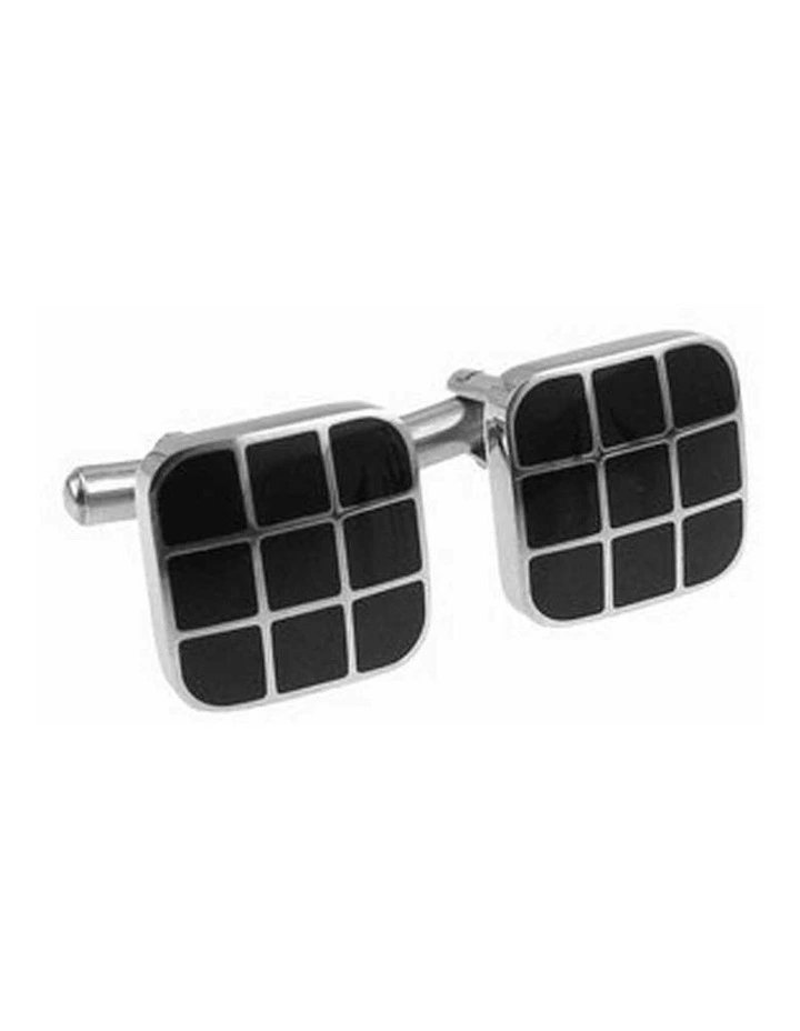 Cudworth Polished Cushion-Shape Stainless Steel With Grid Cufflinks In ...