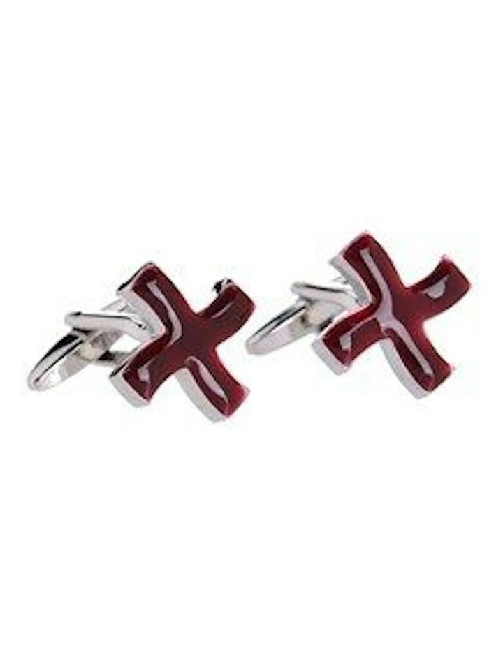 Cudworth Cross Cufflinks In Burgundy Enamel | MYER