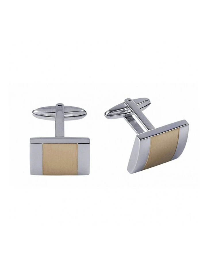 Cudworth Polished Stainless Steel & Brushed Ion Plated Cufflinks In ...