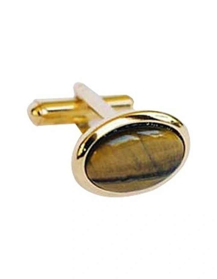 Cudworth Tiger Eye Oval Cufflinks in Gold | MYER