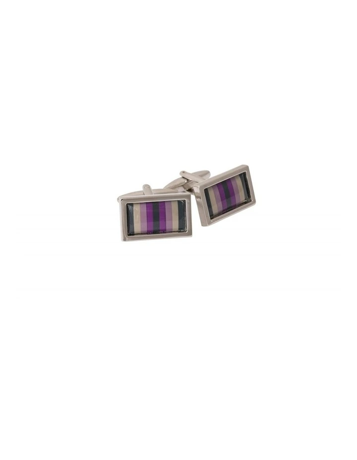 Cudworth Barcode Patterned Enamel Cufflinks In Purple | MYER