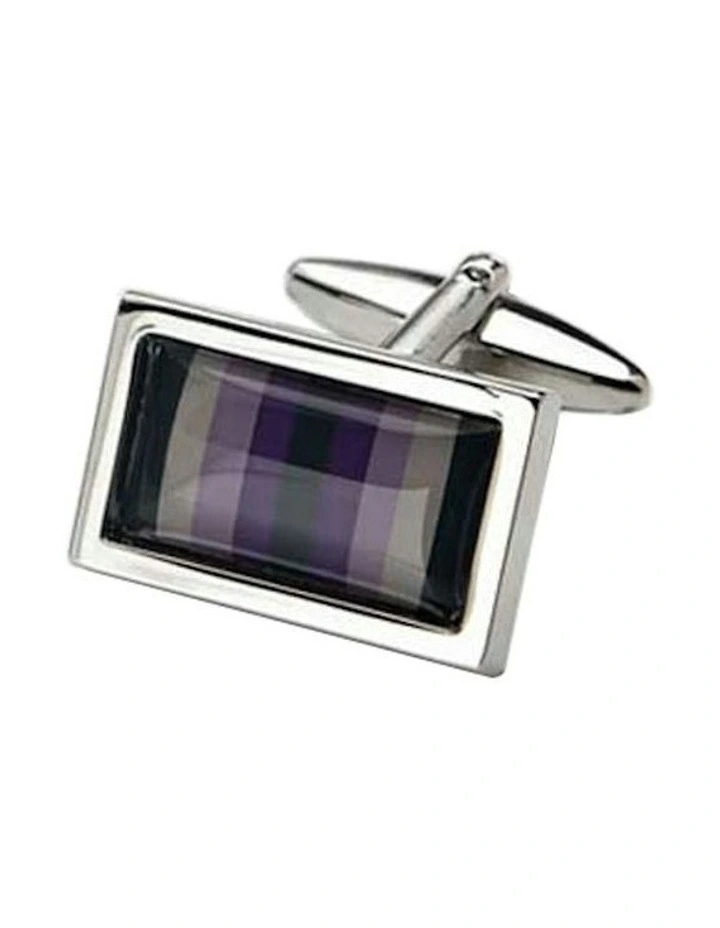 Cudworth Barcode Patterned Enamel Cufflinks In Purple | MYER