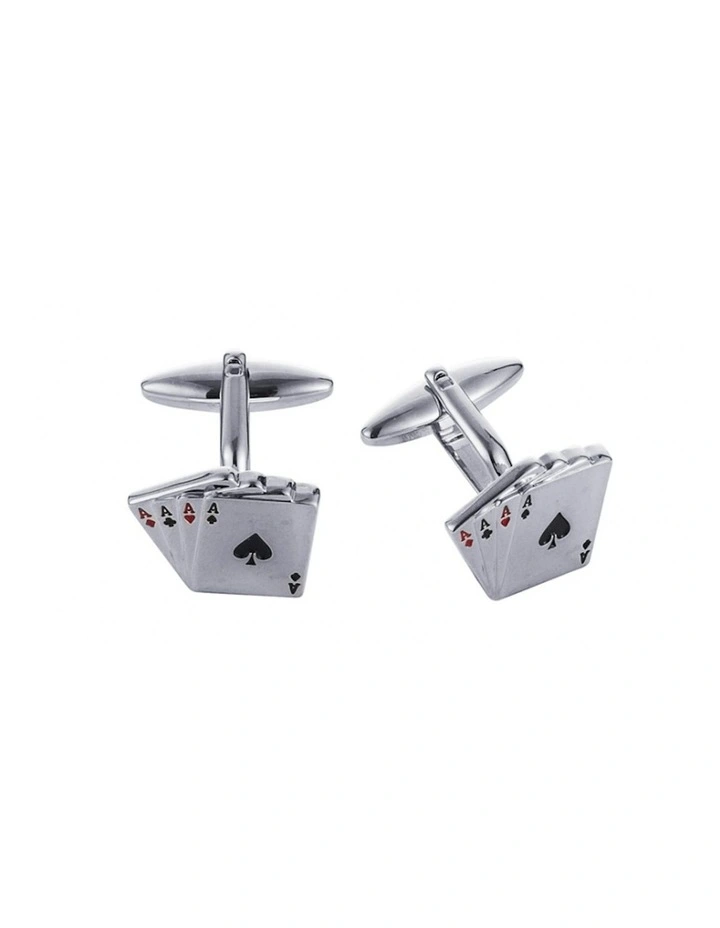 Cudworth Rhodium And Deck Of Cards Cufflinks In Silver | MYER