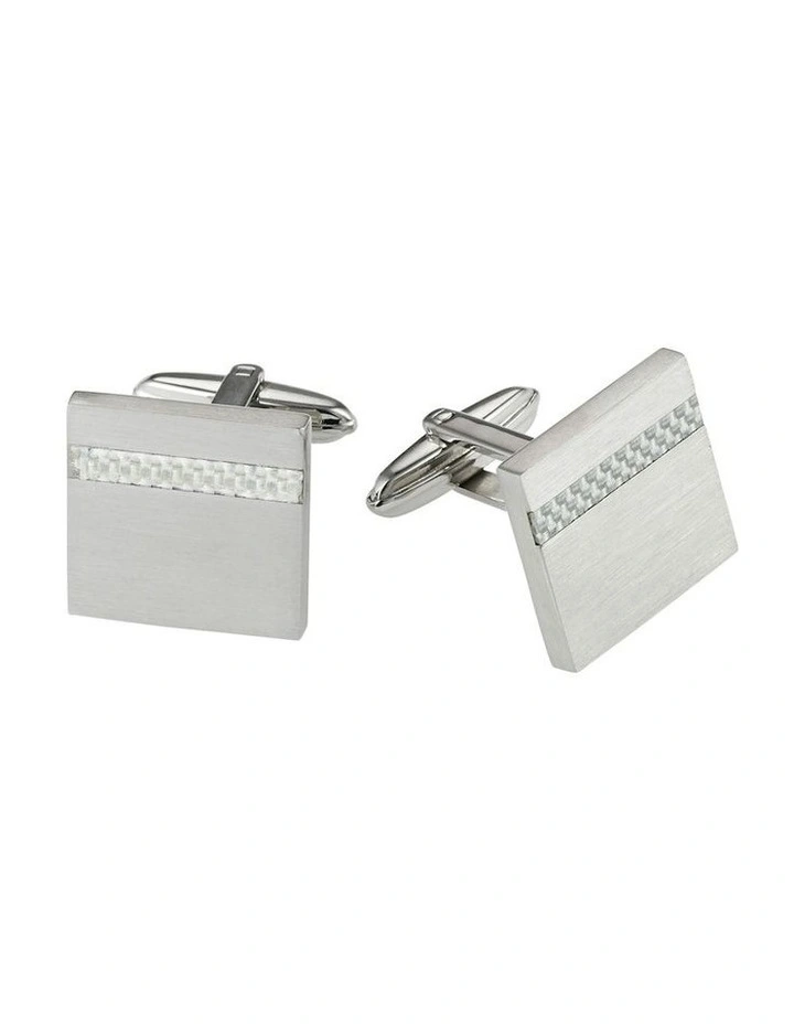Cudworth Brushed Stainless Steel & Fibreglass Cufflinks In Silver | MYER