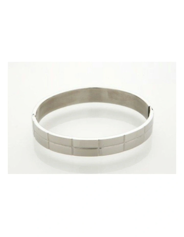 Cudworth Brushed Stainless Steel Brick Pattern Bangle | MYER