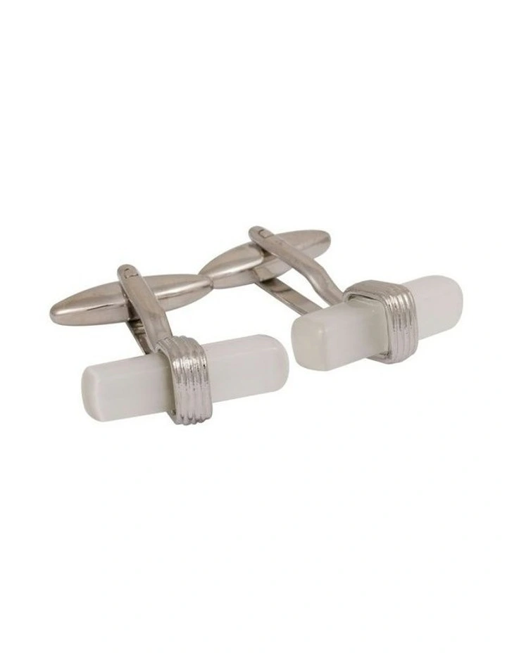 Cudworth Cats Eye T-Bar Cufflinks In White | MYER