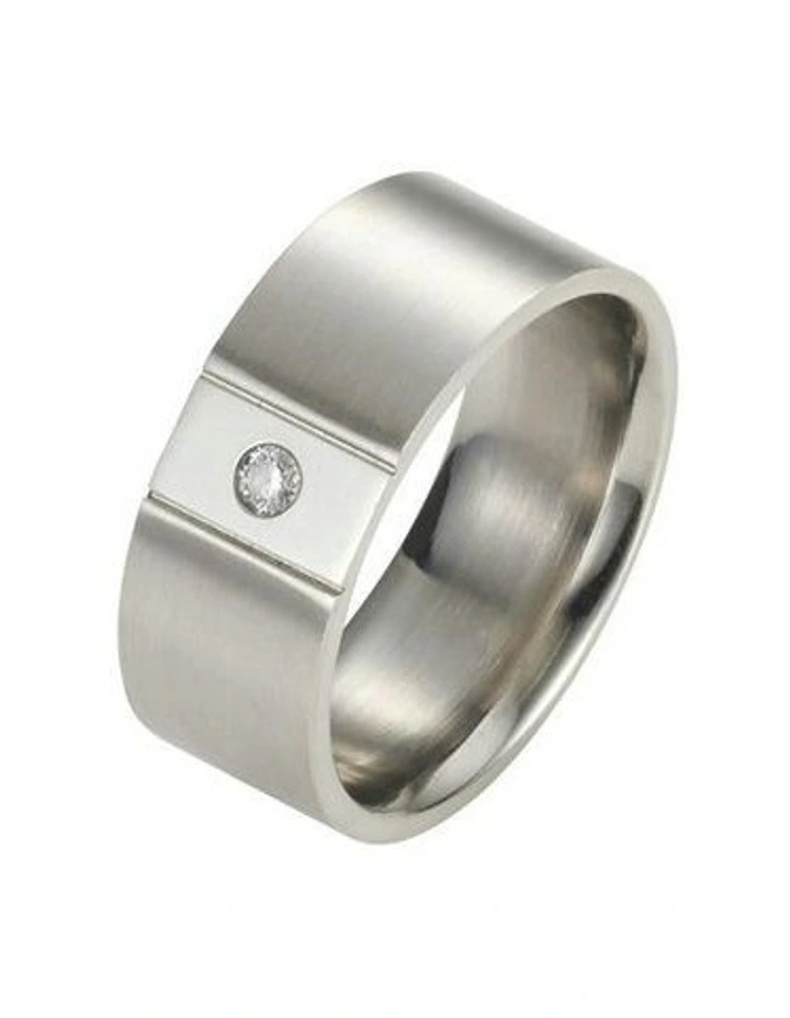 Cudworth Stainless Steel With Cubic Zirconia Centre Ring in Silver | MYER