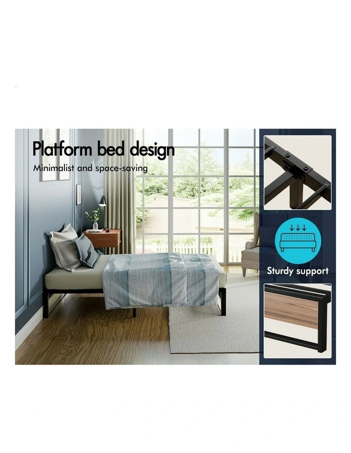 Alfordson Mattress Base Platform Metal Bed Frame Sing Size in Black | MYER