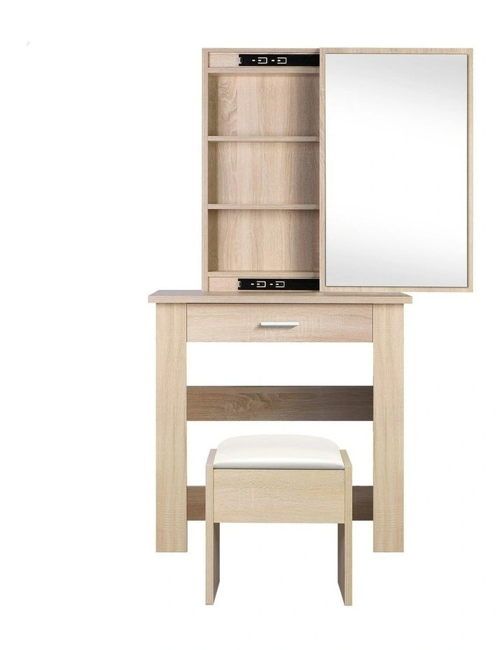 Alfordson Sliding Mirror Stool Set Dressing Table in Oak | MYER
