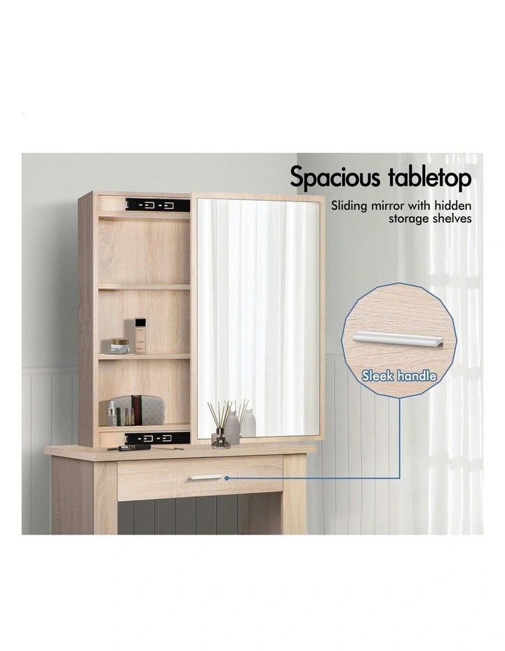 Alfordson Sliding Mirror Stool Set Dressing Table in Oak | MYER