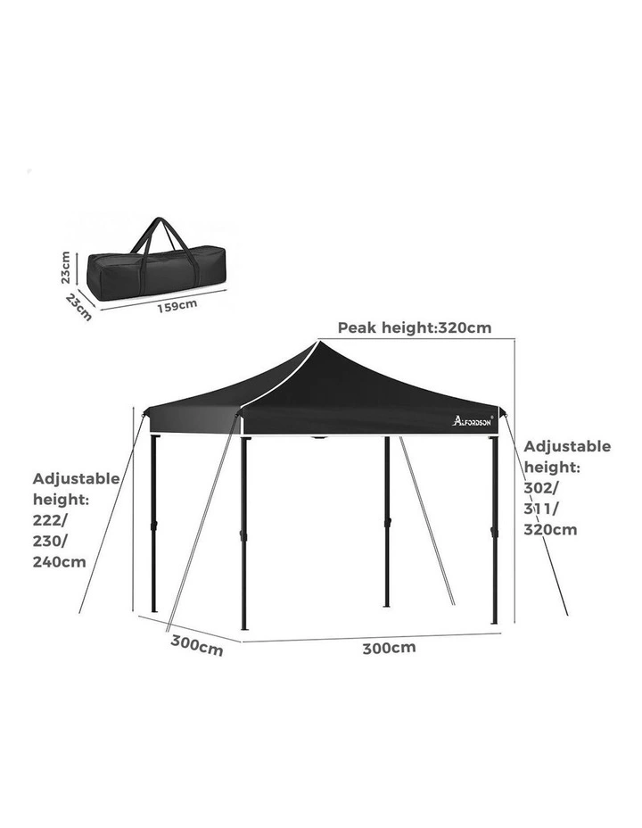 Alfordson Gazebo Pop Up Marquee 3x3 in Black | MYER