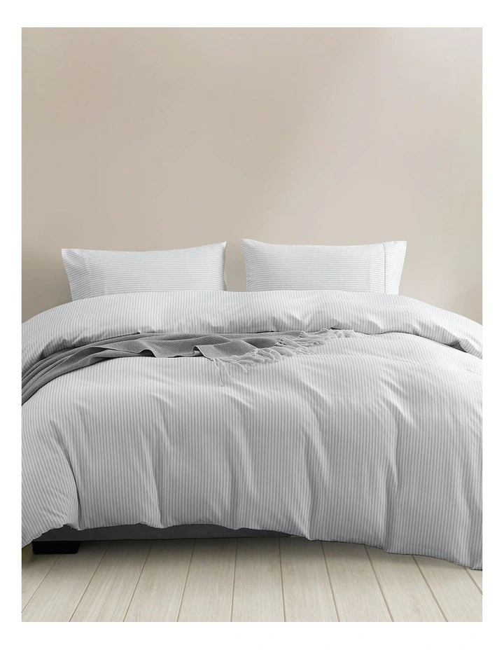 Royal Comfort Luxury Striped Linen Queen Quilt Cover Set in Grey | MYER