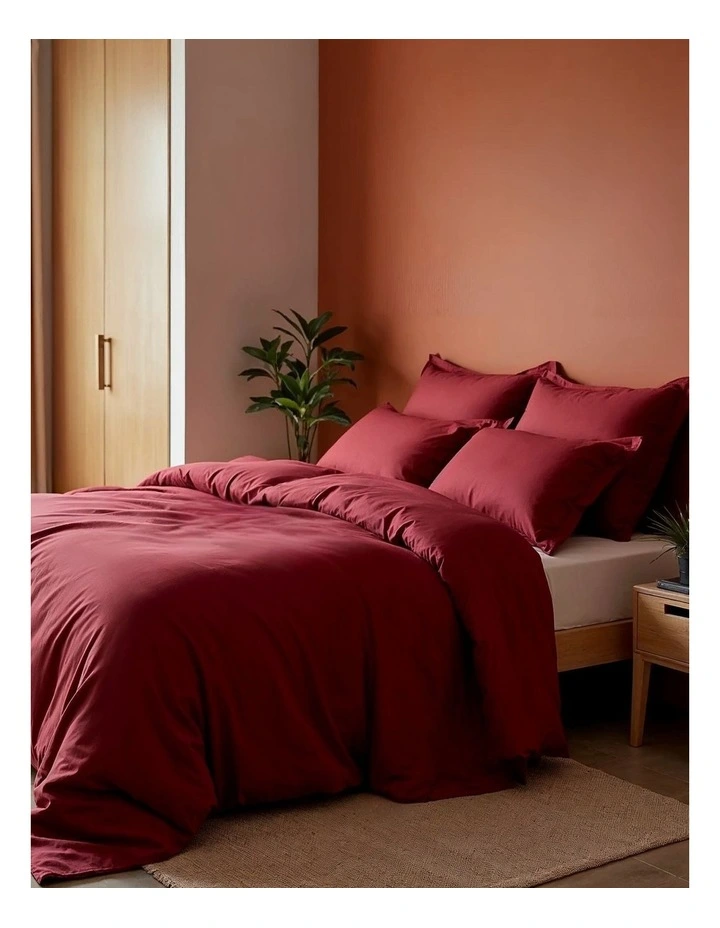 Royal Comfort Balmain 1000TC Bamboo Cotton Queen Cover Set in Wine | MYER