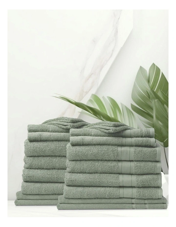 Royal Comfort Regency Luxury Plush Towel Set 20 Piece in Sage Green | MYER