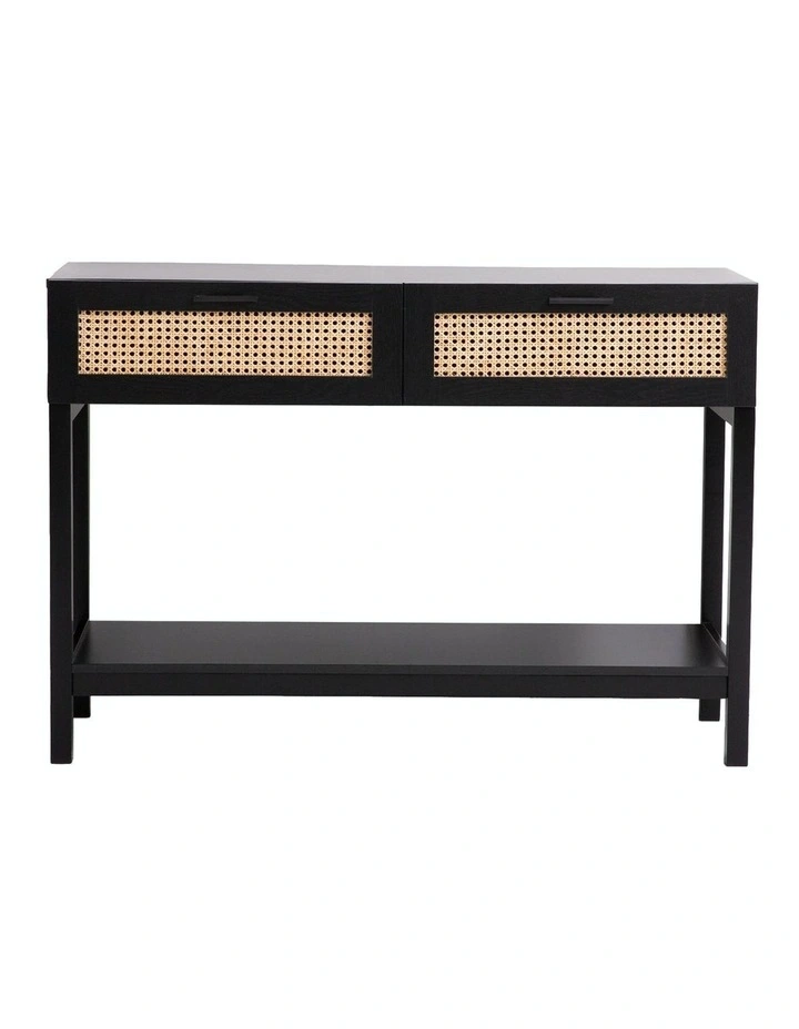 Casa Decor Casa Decor Rattan Console Table in Wood Black | MYER