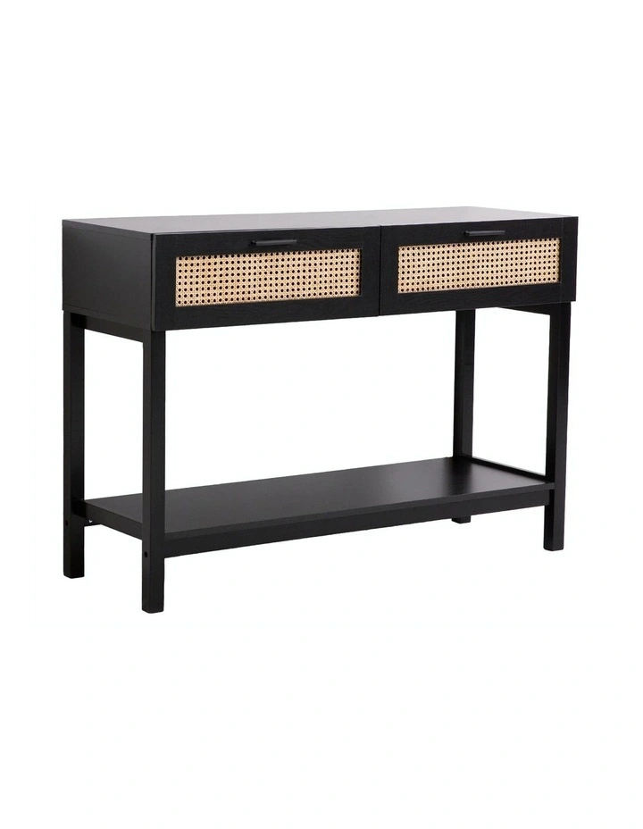 Casa Decor Casa Decor Rattan Console Table in Wood Black | MYER