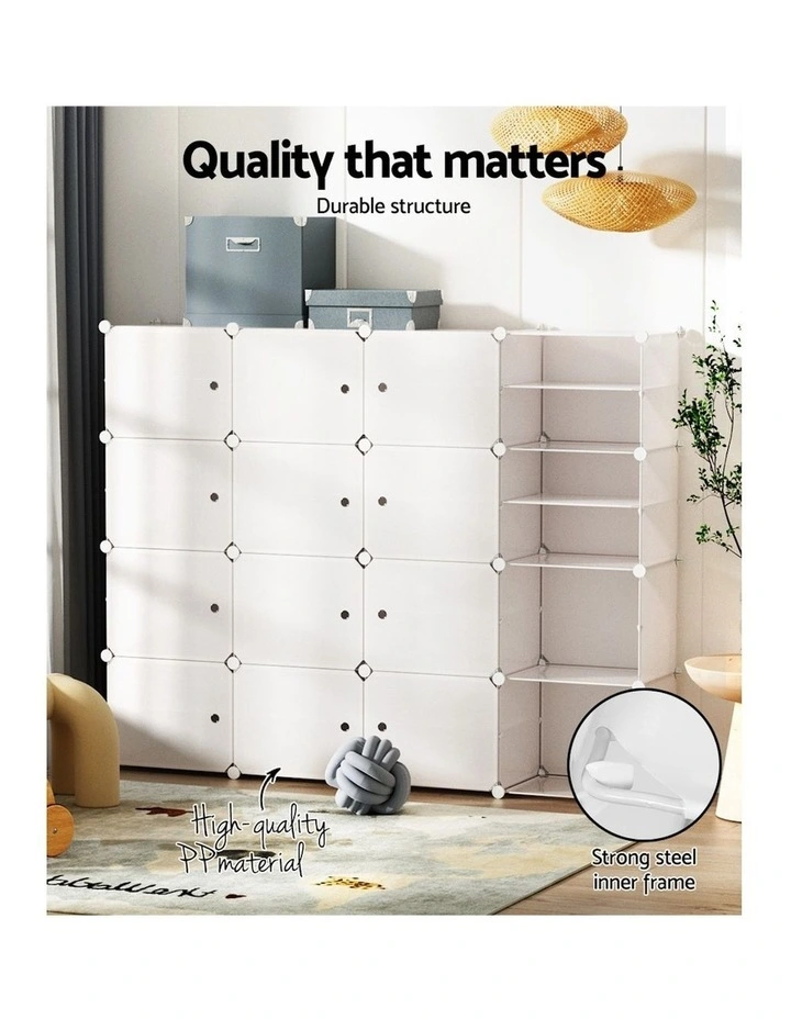 Artiss Artiss Shoe Cabinet DIY Storage Cube Shoe Box White 64 Pairs | MYER