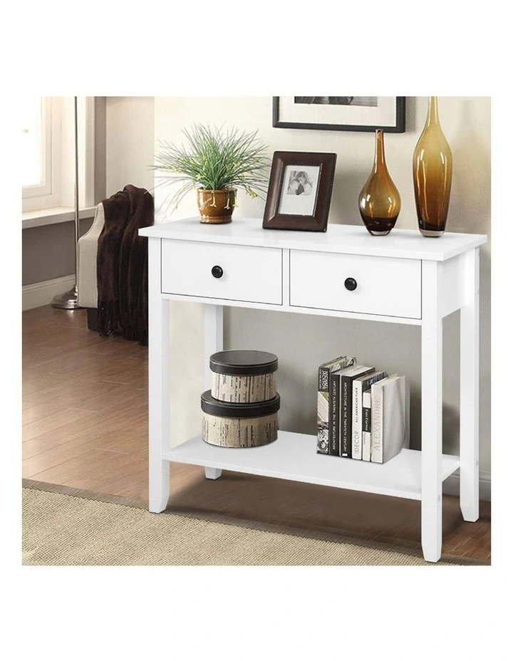 Artiss 2 Drawers Console Table 80cm in White | MYER
