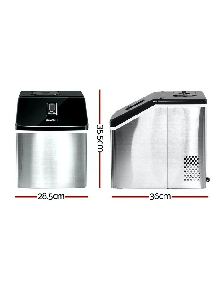 Devanti Stainless Steel LED Display Portable Ice Maker 3.2L | MYER