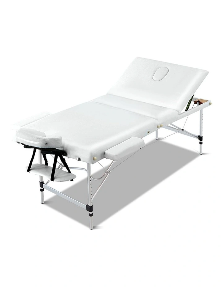Zenses 3 Fold Aluminum Portable Massage Bed 75cm in White | MYER