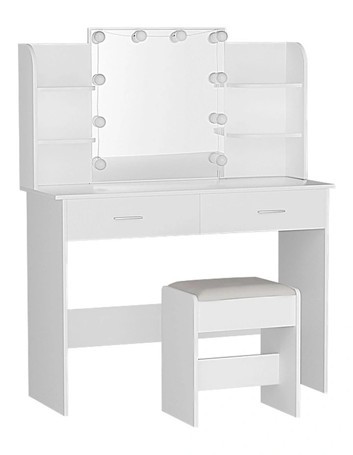 Artiss 10 Led Bulbs Dressing Table Set with Stool in White Dulcea | MYER