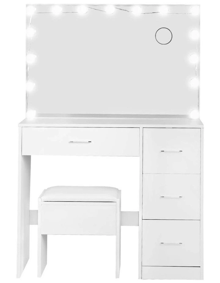 Artiss Dressing Table Set Stool 15 Led Bulbs In White Darcy | MYER