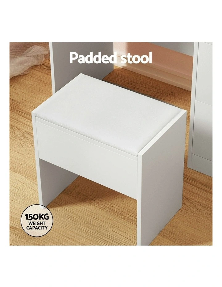 Artiss Dressing Table Set Stool 15 Led Bulbs In White Darcy | MYER