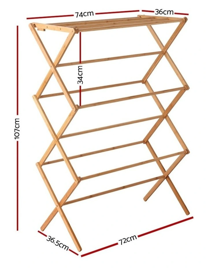 Artiss Folding Bamboo Clothes Dry Rack | MYER