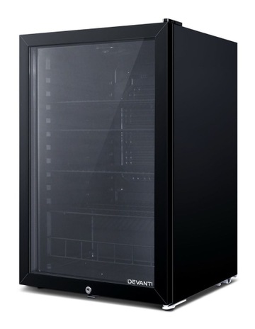 Devanti 70L Bar Fridge with Glass Door in Light Black | MYER