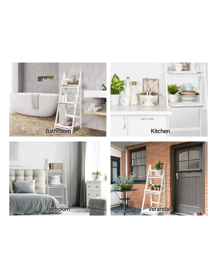 Artiss Display Shelf 3 Tier Wooden Ladder Stand Storage Book Shelves ...