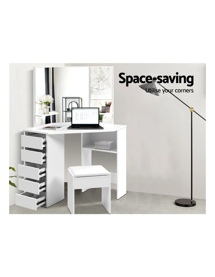 Artiss Corner Dressing Table With Mirror Stool White Mirrors Makeup ...