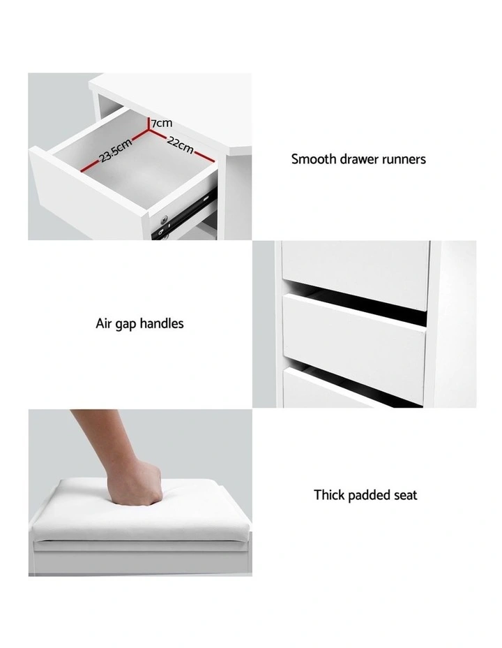 Artiss Corner Dressing Table With Mirror Stool White Mirrors Makeup ...