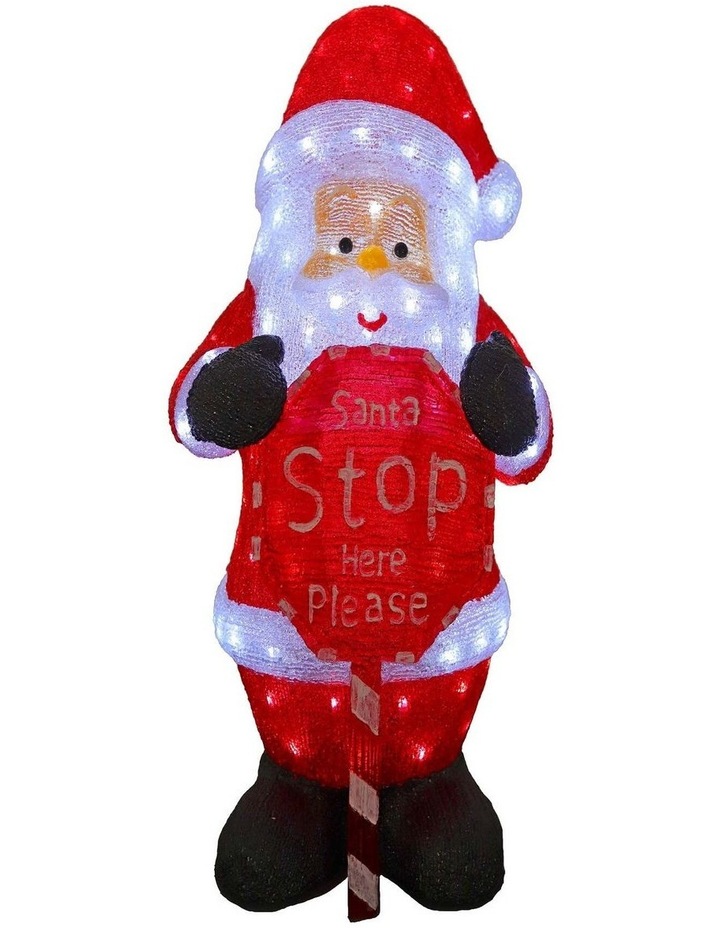 Lexi Lighting Acrylic Santa with Santa Stop Here Sign | MYER
