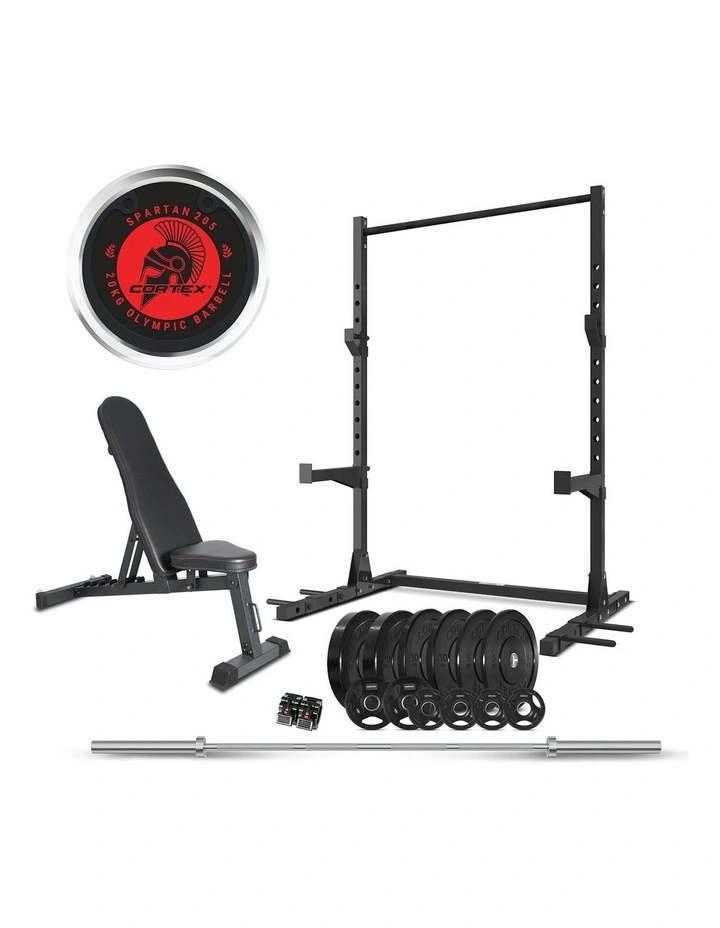 Cortex SR3 Squat Rack With 100kg Olympic Bumper (V2) Weight, Bar And ...