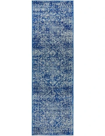 Rug Culture Evoke Horizon Transitional Runner Rug In White/Navy | MYER