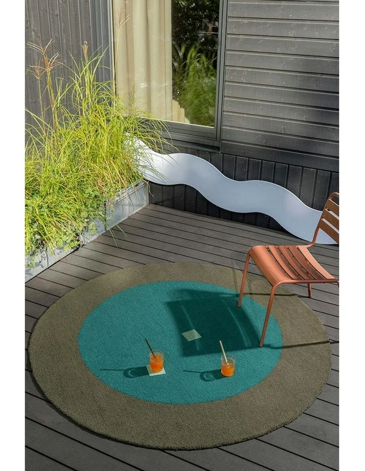Brink And Campman Habitat Festival Round 496308 Outdoor Rug In Aqua | MYER